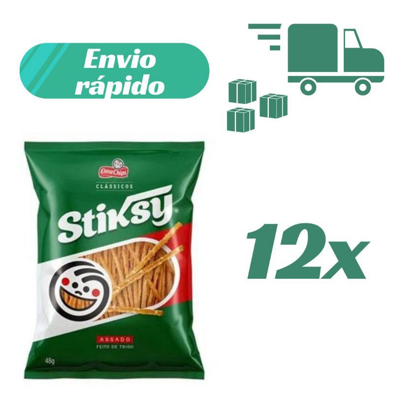 Kit 12 Pacotes Salgadinho Stiksy 48g - Elma Chips | Shopee Brasil