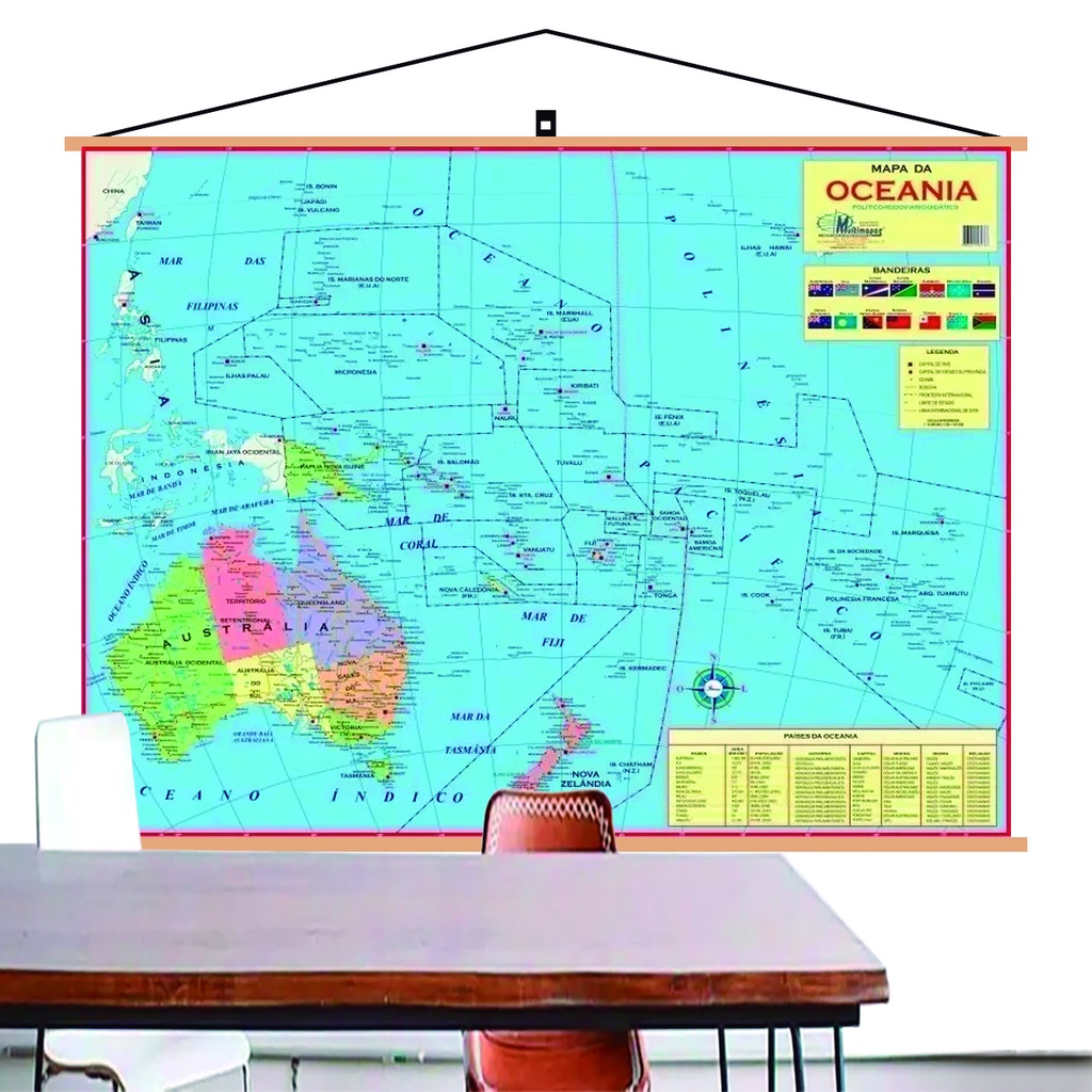 Mapa Oceania Banner Laminado 120x90cm - Atual | Shopee Brasil