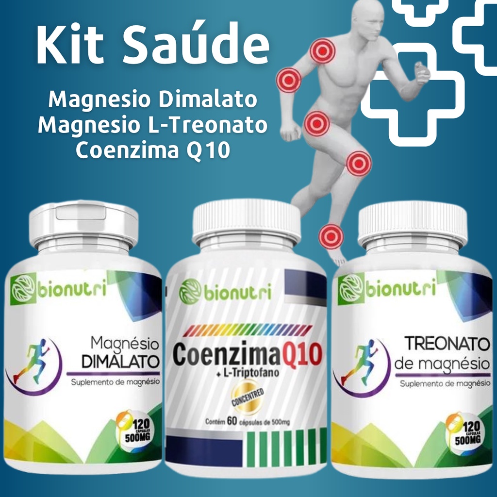 Super kit Magnesio Dimalato Coenzima Q10 Magnesio L-Treonato 500mg Puro Concentrado | Shopee Brasil