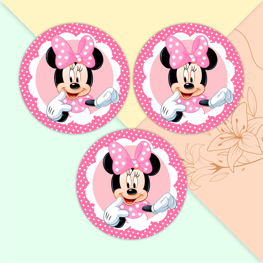 Adesivo Redondo Minnie Rosa - Etiqueta adesiva redonda para decoração ...