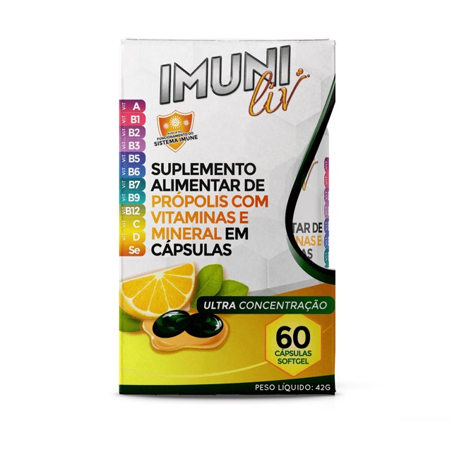 Imuni Liv Suplemento Alimentar de Própolis com Vitaminas e Mineral 60 ...