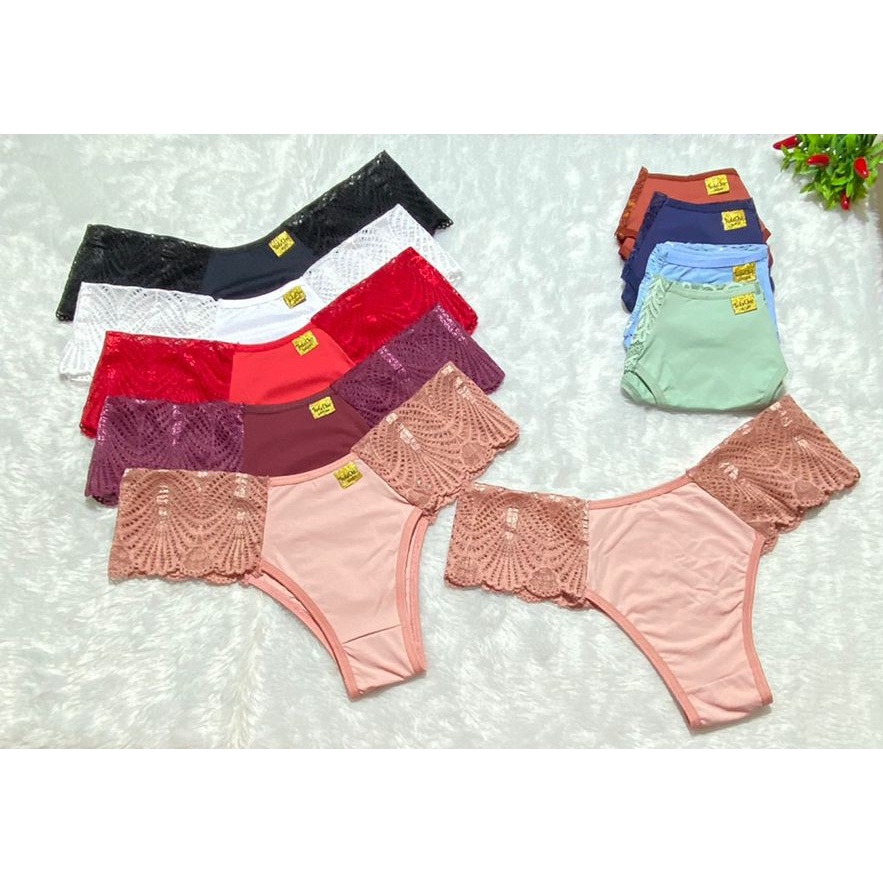 Kit 5 Calcinhas Feminina Conforto Pala Dupla Tanga Ref 314 Shopee Brasil