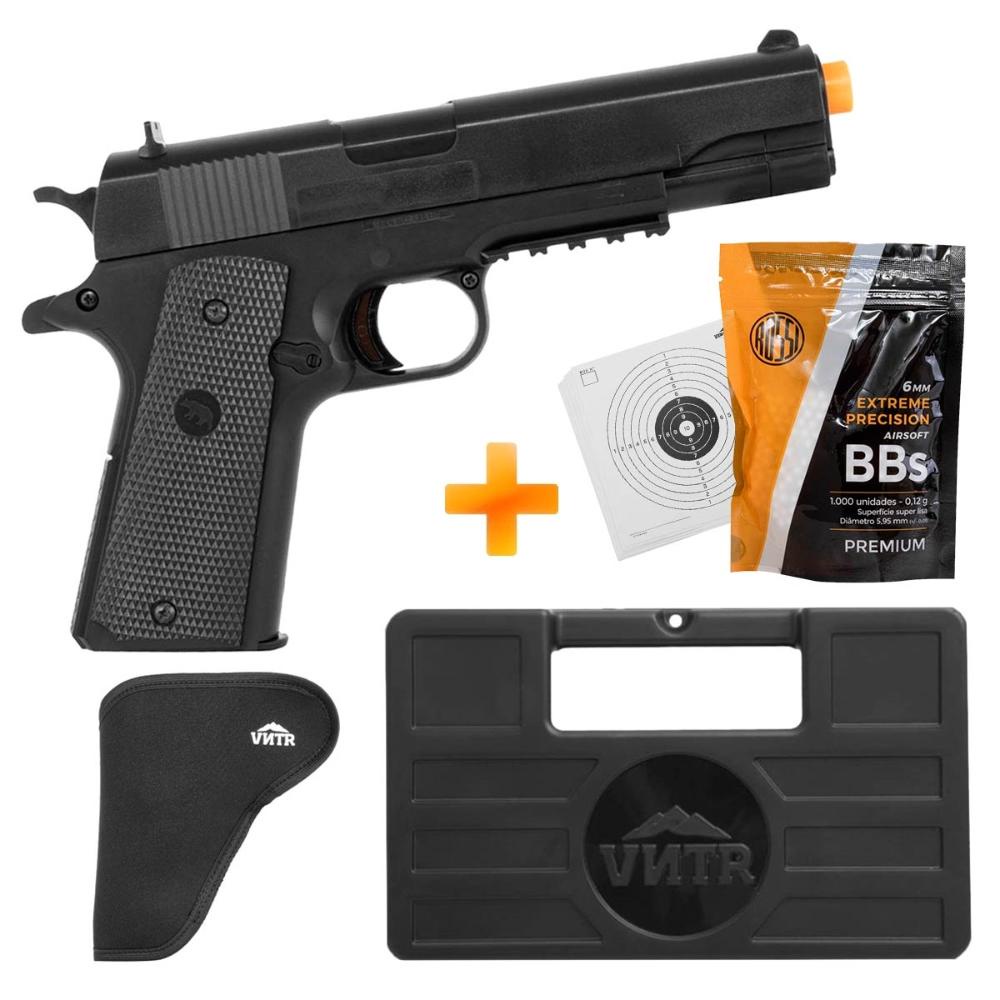 Pistola de Airsoft Spring S1911 6mm M1911 152 FPS QGK + BBs + Maleta ...