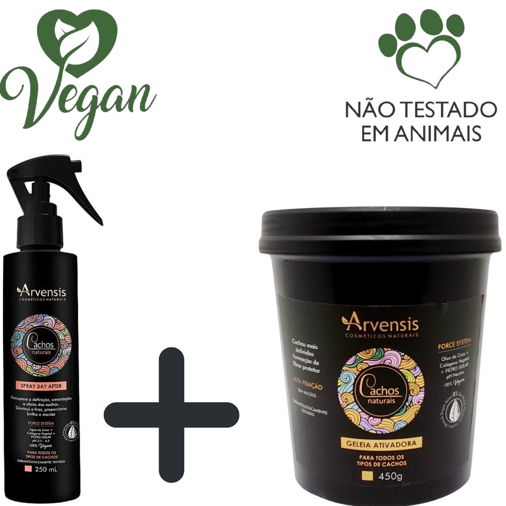 Kit arvensis cachos geleia alta fixação 450g + spray day after 250ml ...