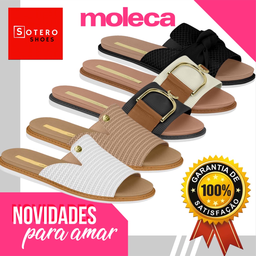 Rasteira Feminina Moleca Original Flat Confort - (PROMOÇÃO) | Shopee Brasil
