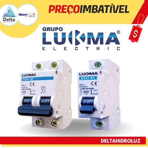 Disjuntor Lukma Monopolar 1P Bipolar 2P Curva C Monofásico Bifásico | Shopee Brasil