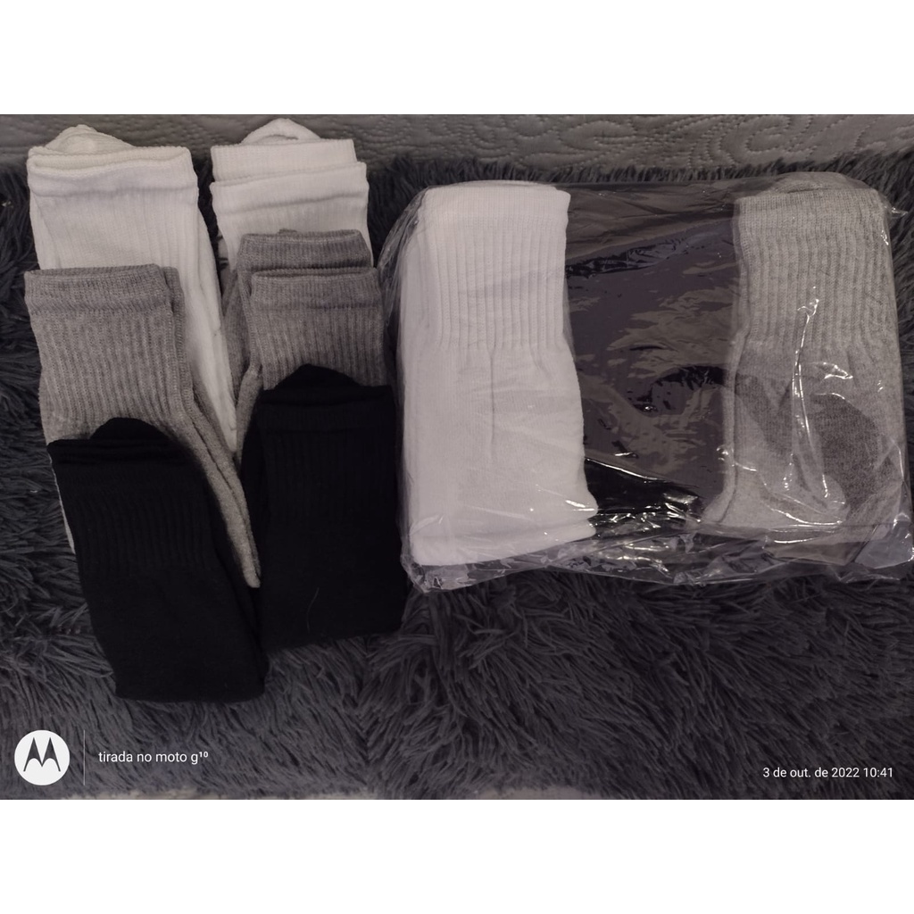 KIT MEIA ALGODAO CANO LONGO MASCULINO COR SORTIDA | Shopee Brasil