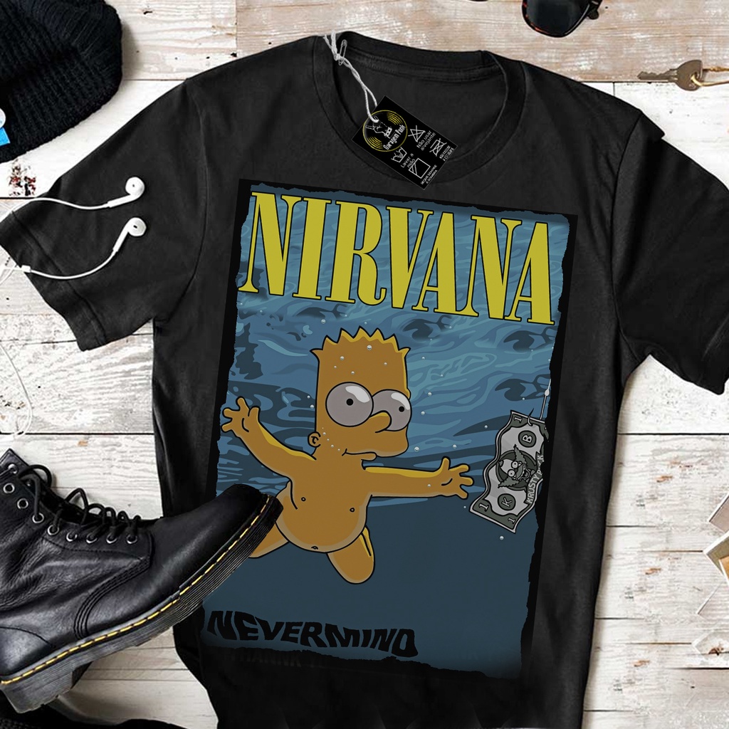 Camiseta Simpsons Bart Nevermind Nirvana T-shirt unissex camisa rock ...