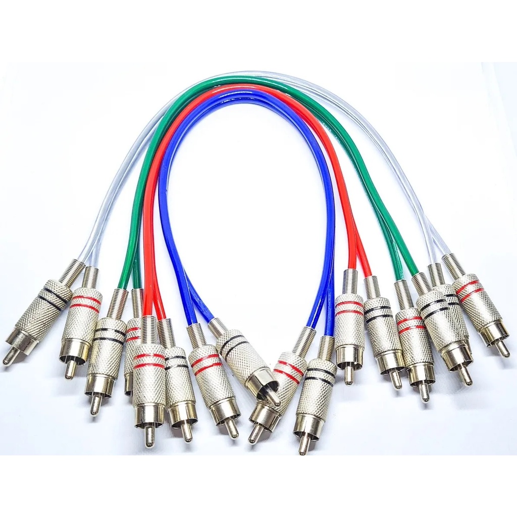 Kit Com 4 Cabos Rca 2+2 Rca Metal Blindado Profissional 50cm | Shopee ...