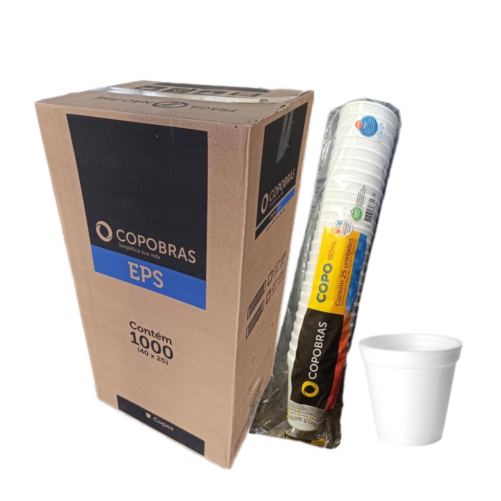 Copo Térmico Isopor Branco 180ml pacote com 25 unidades - Copobras ...