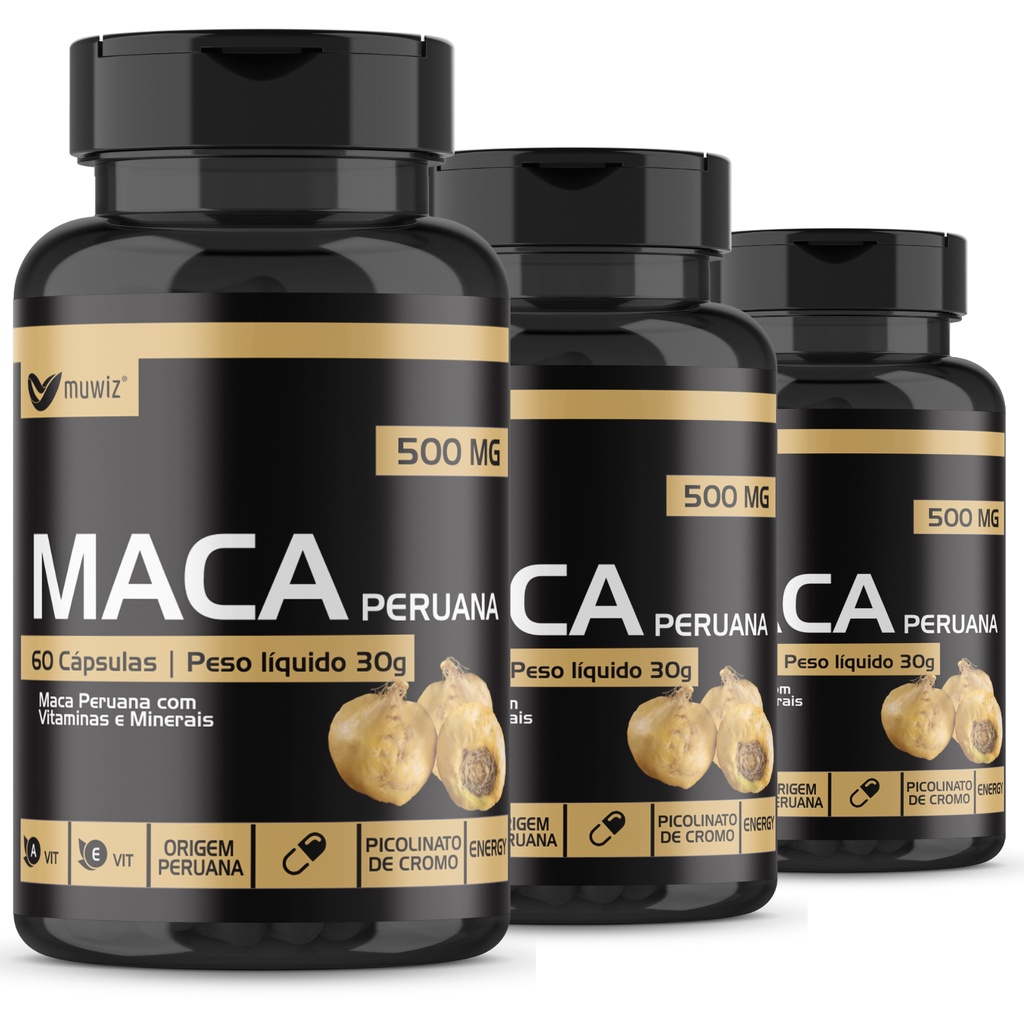 3 Potes Maca Peruana Premium 180 Cápsulas - Original - 500MG | Shopee ...
