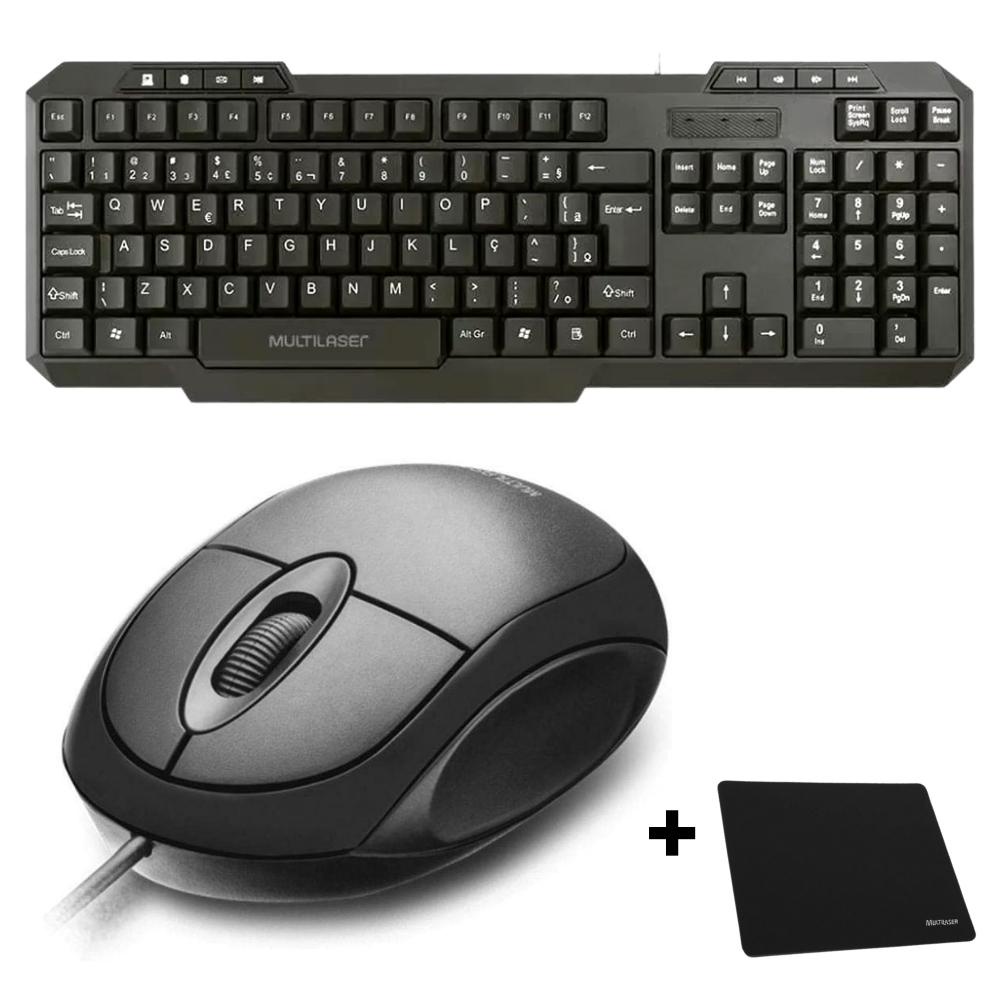 Kit Combo Teclado Multimidia E Mouse Office Usb Preto Mais Mouse Pad ...