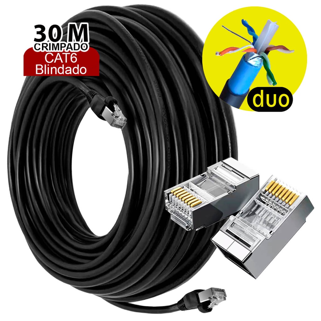 Cabo De Rede 30m Ftp Cat6 Dupla Capa Blindado Externo 30 Metros ...