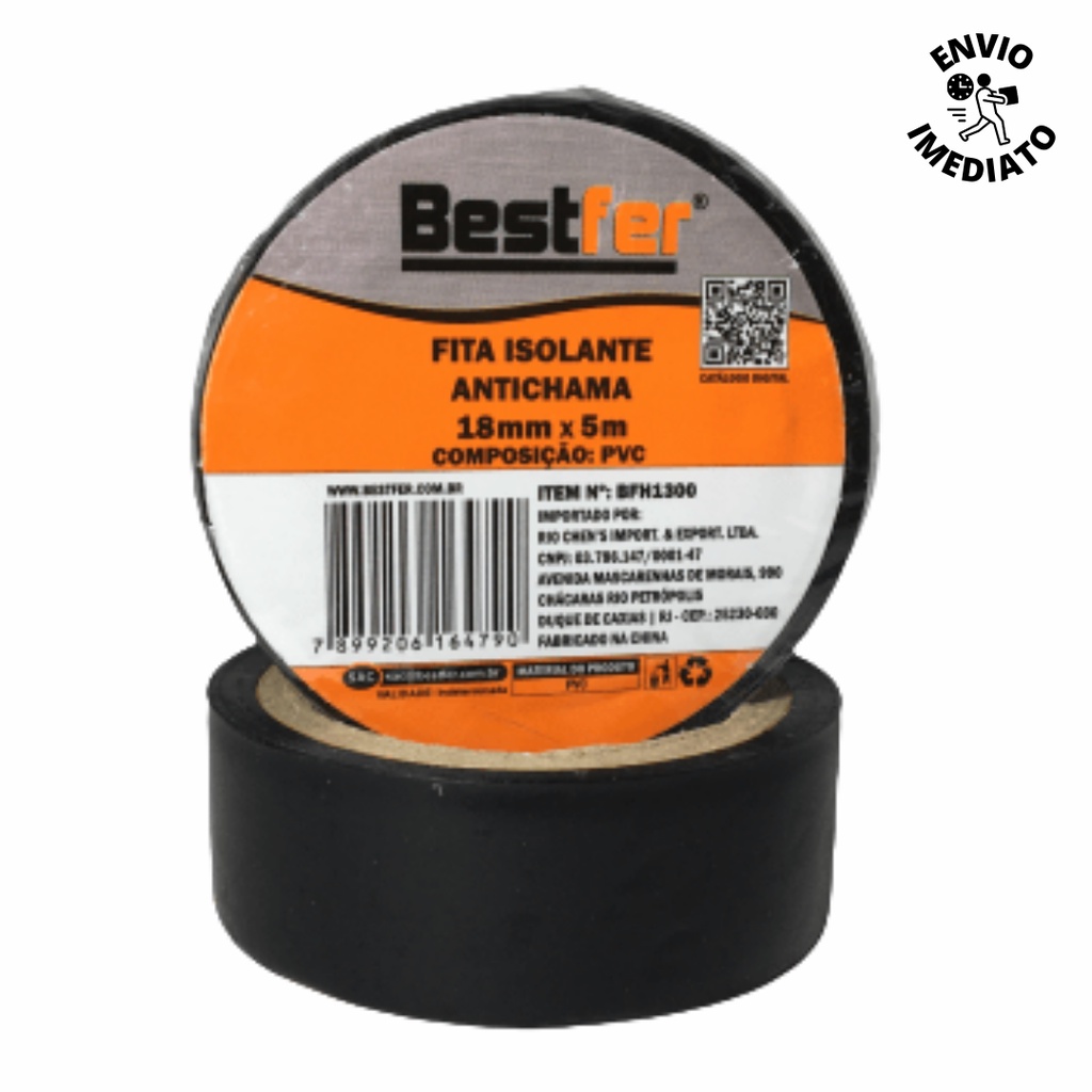 Fita Isolante Pt 18mmx5m Bestfer Bfh1300 anti chama pacote com 10 ...