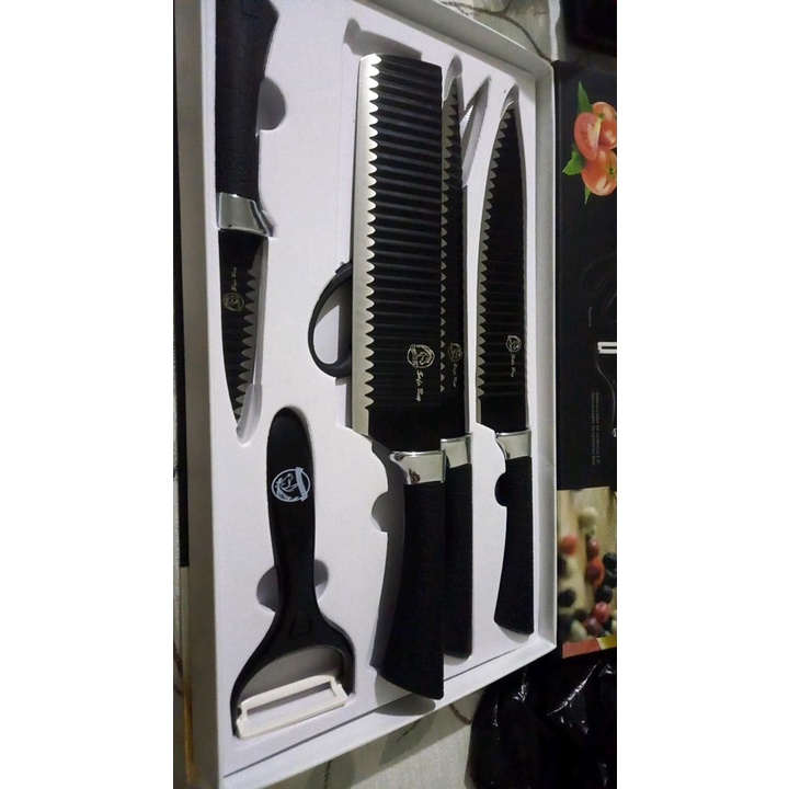 JOGO KIT DE FACAS INOX FRISADAS PRA COZINHA | Shopee Brasil