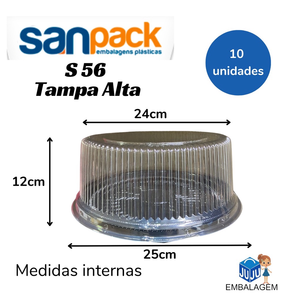10UN Embalagem para bolo S56 tampa alta base preta Sanpack | Shopee Brasil