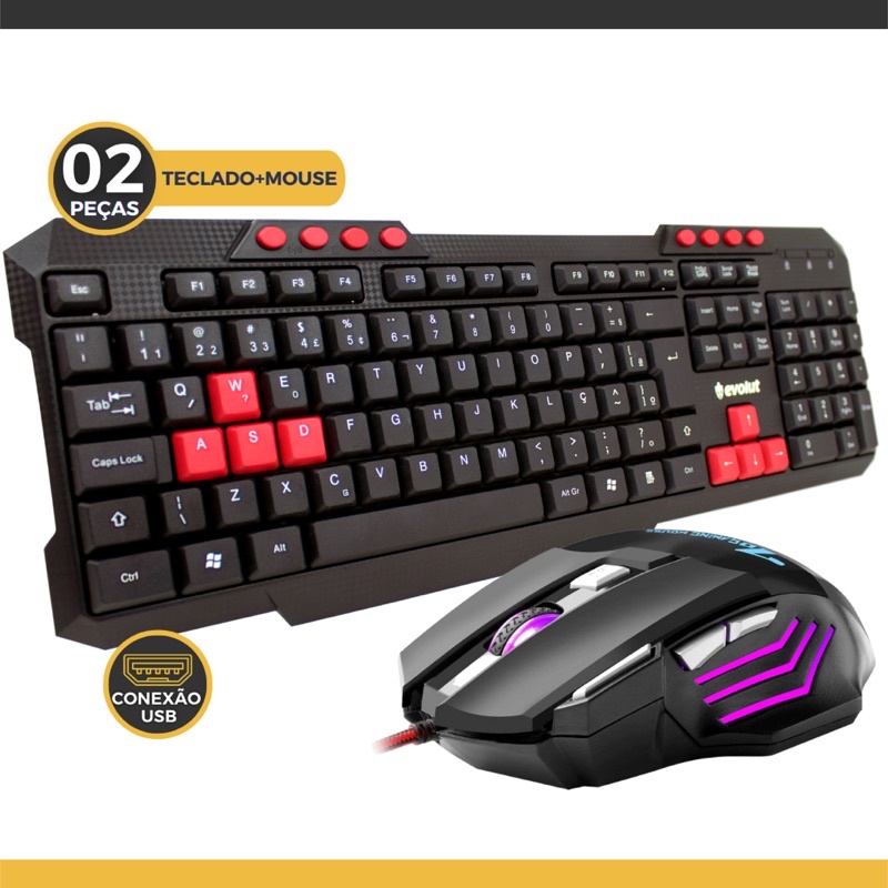 KIT Teclado + Mouse USB PC para Notebook e Computador ABNT2 Padrão ...