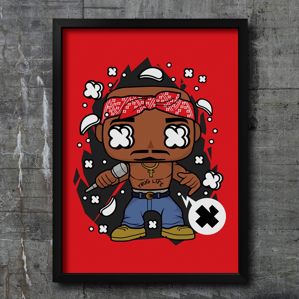 Quadro 2 Pac - Tupac Shakur - Funko & Chibi Art - Escorrega o Preço