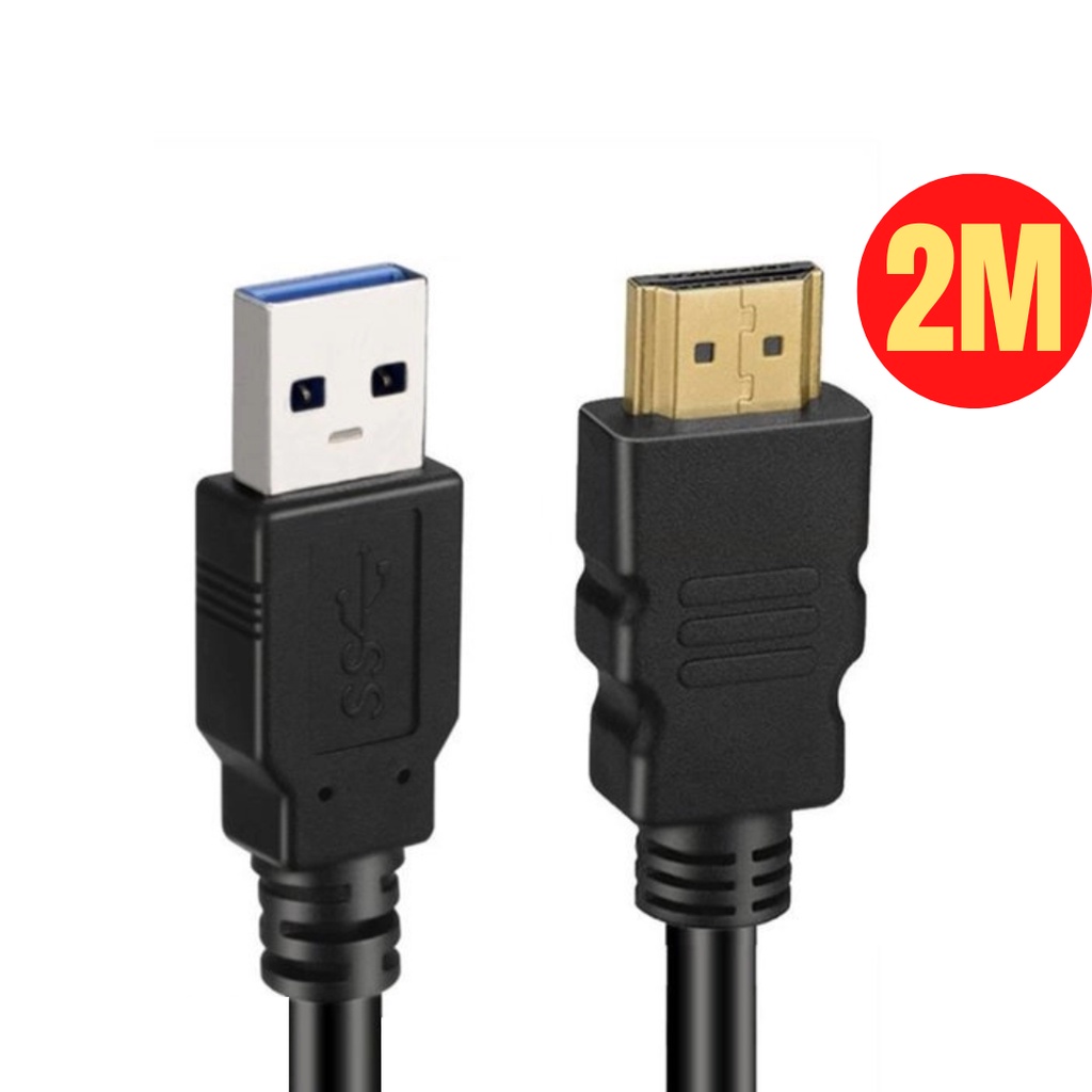 Cabo Usb/ Hdmi 2 metros Macho em Ambas as Pontas | Shopee Brasil