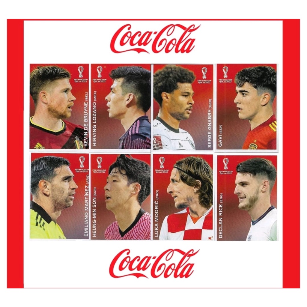 Figurinhas coca cola kit com 8 cromos - Copa Qatar 2022 + 1 Pacotinho ...