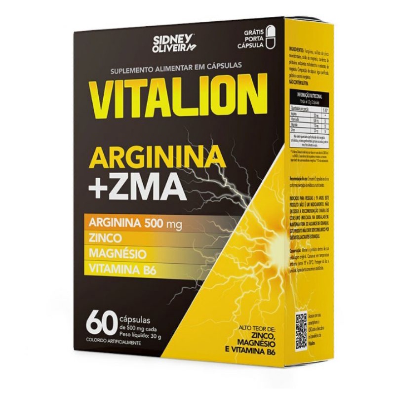 Suplemento Vitalion Arginina + ZMA 60 cáps | Shopee Brasil