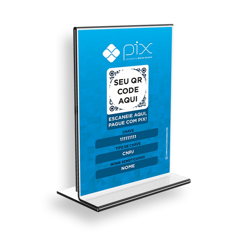 Display PIX Azul para Pagamento com QR Code - Modelo Triangulos ...