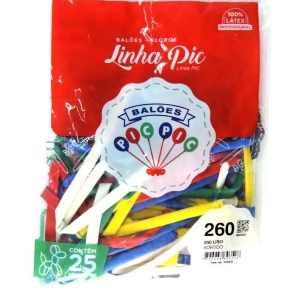 BALÃO BALLOON 260 PIC PIC - SORTIDO - Pacote com 25 unidades | Shopee ...
