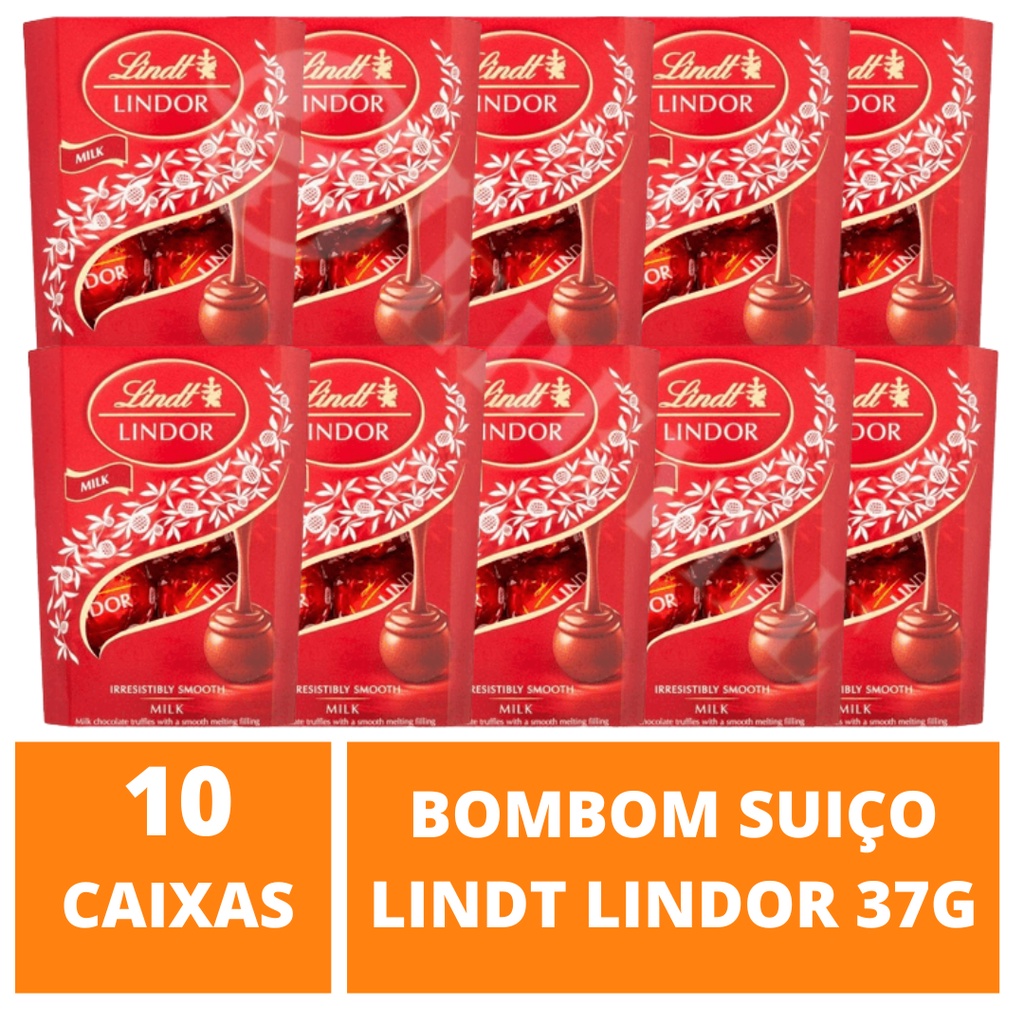 Kit 10 Chocolate Bombom Suiço Lindt Lindor 37g - Importado | Shopee Brasil
