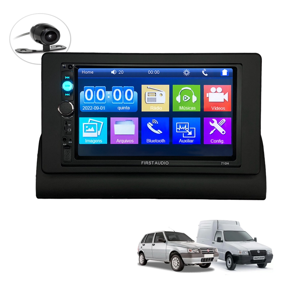 Kit Central Multimidia DVD 2 Din Mp5 Fiat Uno Mille Fiorino | Shopee Brasil