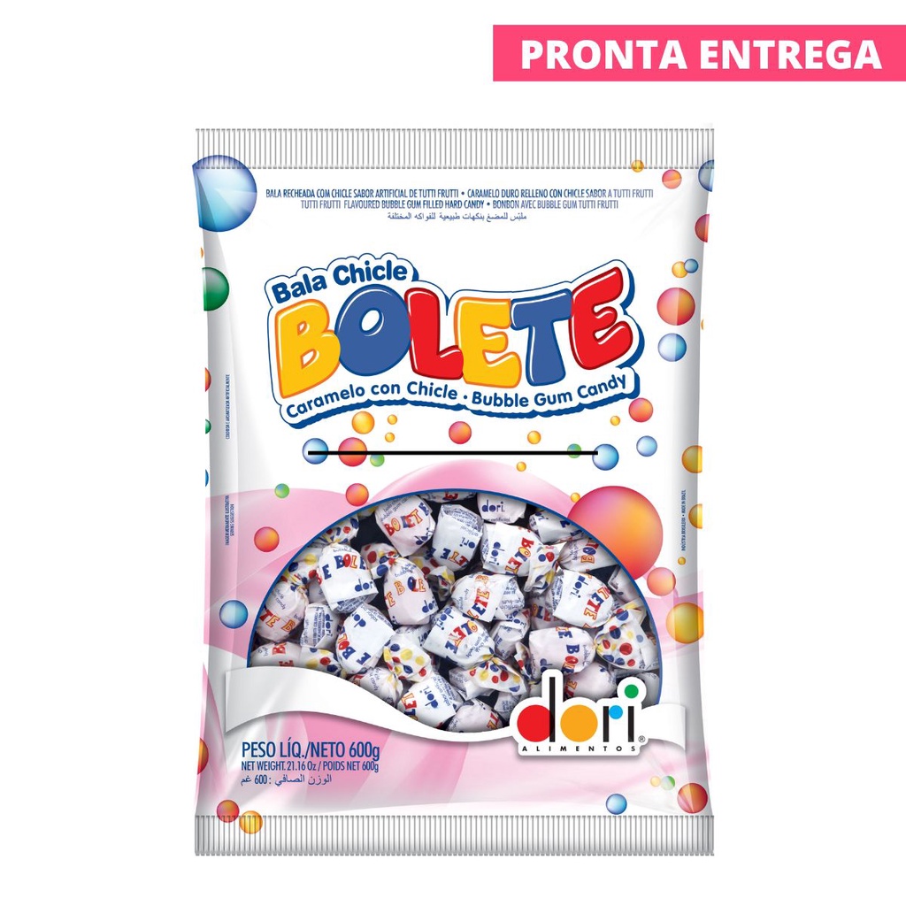 Bala Bolete Recheada com Chiclete sabor Tutti-Frutti pct 600G (Dori ...