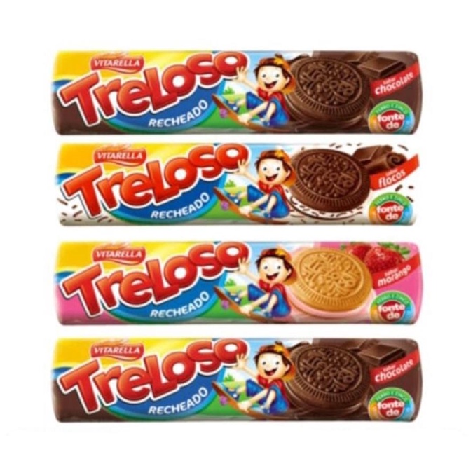 BISCOITO TRELOSO RECHEADO 120G, 10 UNIDADES | Shopee Brasil
