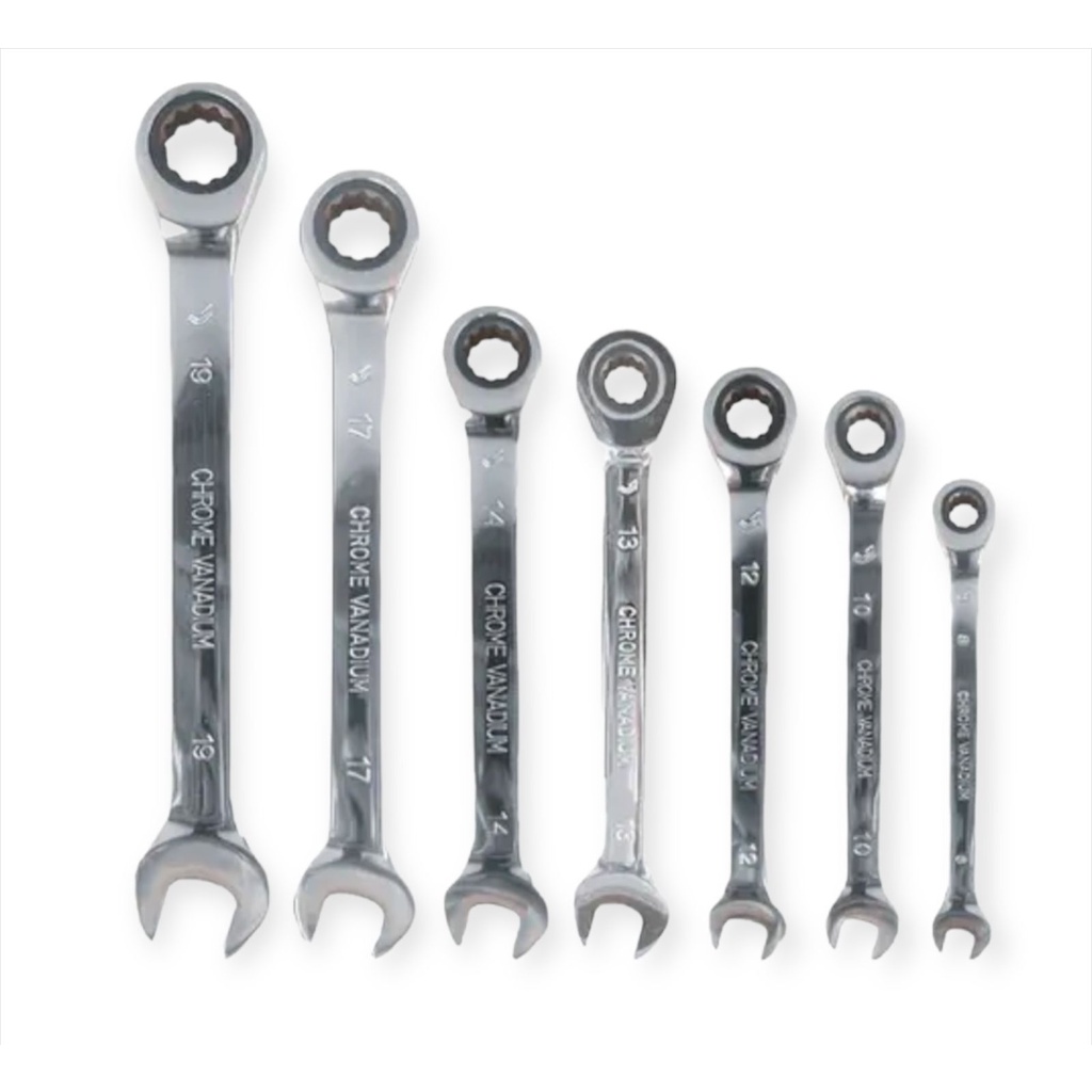 Kit Jogo De Chave Combinada Catraca 8 - 19 Mm 7 Peças | Shopee Brasil