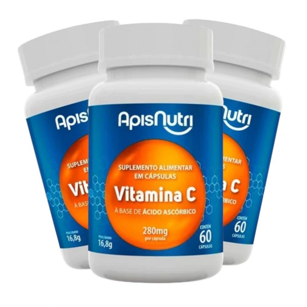 Vitamina C - 280mg (60 Caps) - 3 unidades - Apisnutri - Muito Bom ...