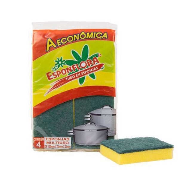 Esponja Multiuso Duplaface - 4Unidades | Shopee Brasil