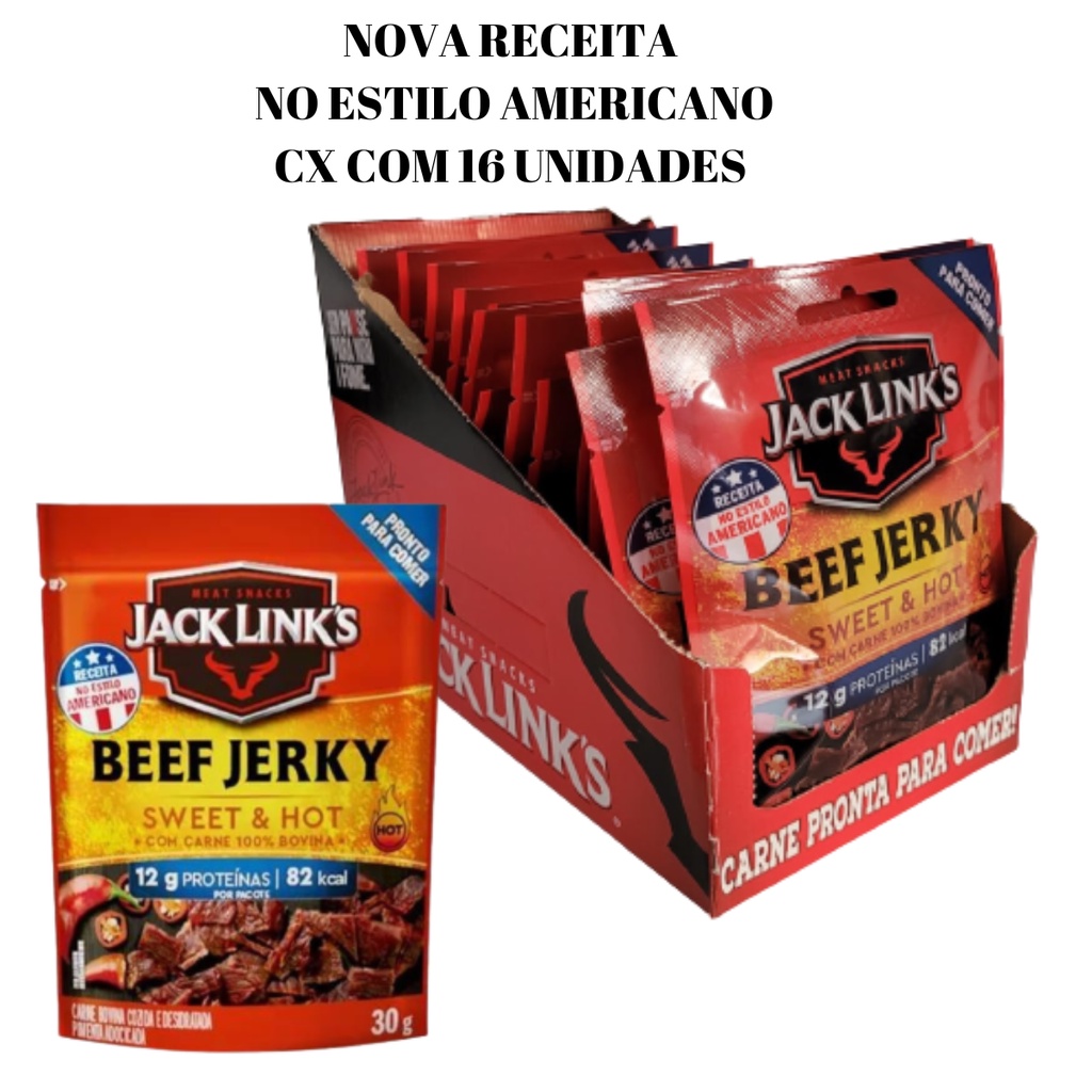 6 Beef Jerky Protein Snacks Carne Sweet & Hot Jack Links - Faz a Boa!