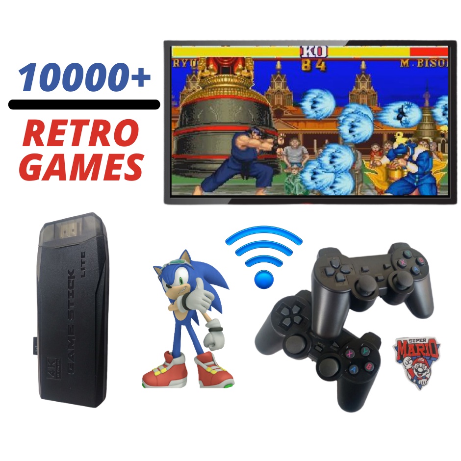 Mini Video Game Retro 4k 10 Mil Jogos 64Gb 2 Controles Sem Fio | Shopee ...