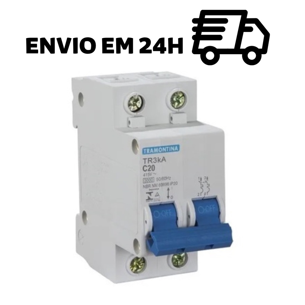 Disjuntor Bifásico Tramontina TR3ka Curva C 20A | Shopee Brasil