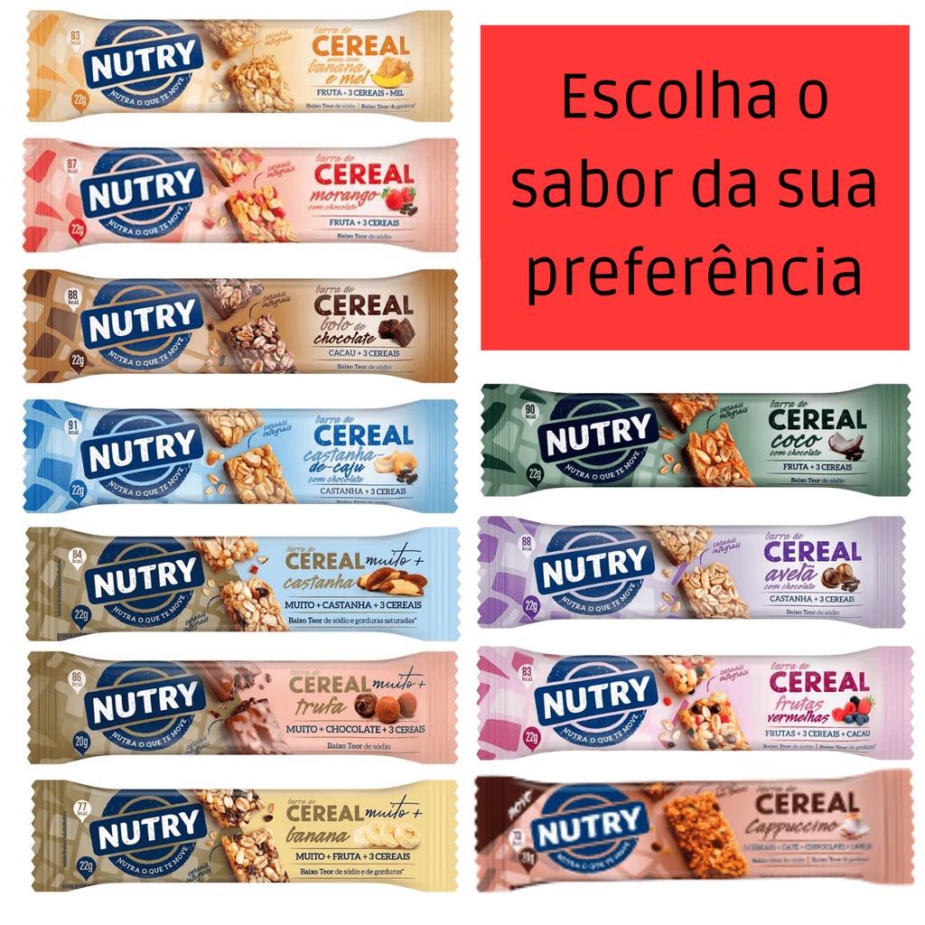 Barra de Cereal Nutry 22g 1 unidade - Sabores variados | Shopee Brasil