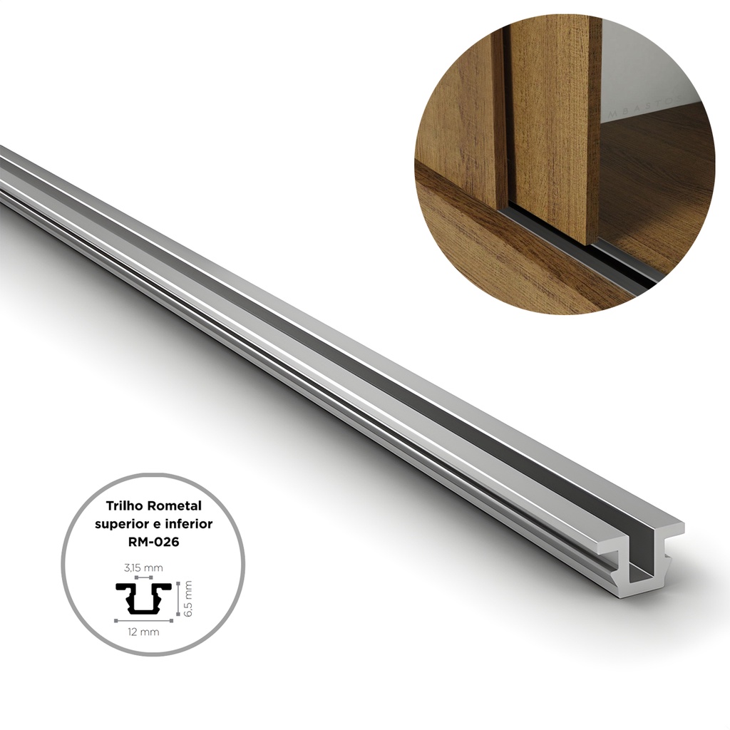 Trilho para Porta de Correr Rm-026 Guarda Roupa 2 Metros Rometal ...