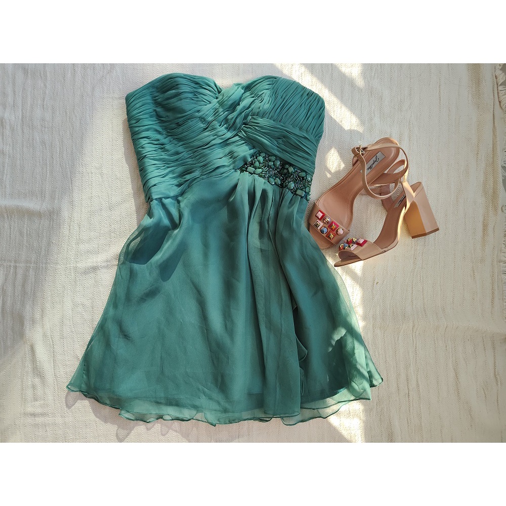 Vestido de Festa Verde Turquesa Curto | Shopee Brasil