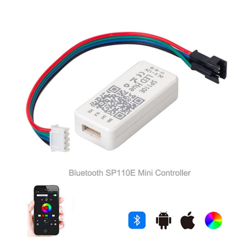 SP110E Controle De Pixel De Luz Bluetooth WS2811 WS2812B ws2812 Obscuro SK6812 RGB RGBW APA102 ...