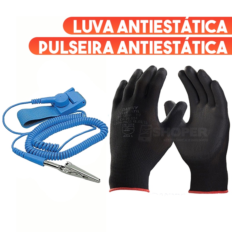KIT ANTIESTÁTICO - Luva Antiestatica + Pulseira Antiestática Com Cabo ...