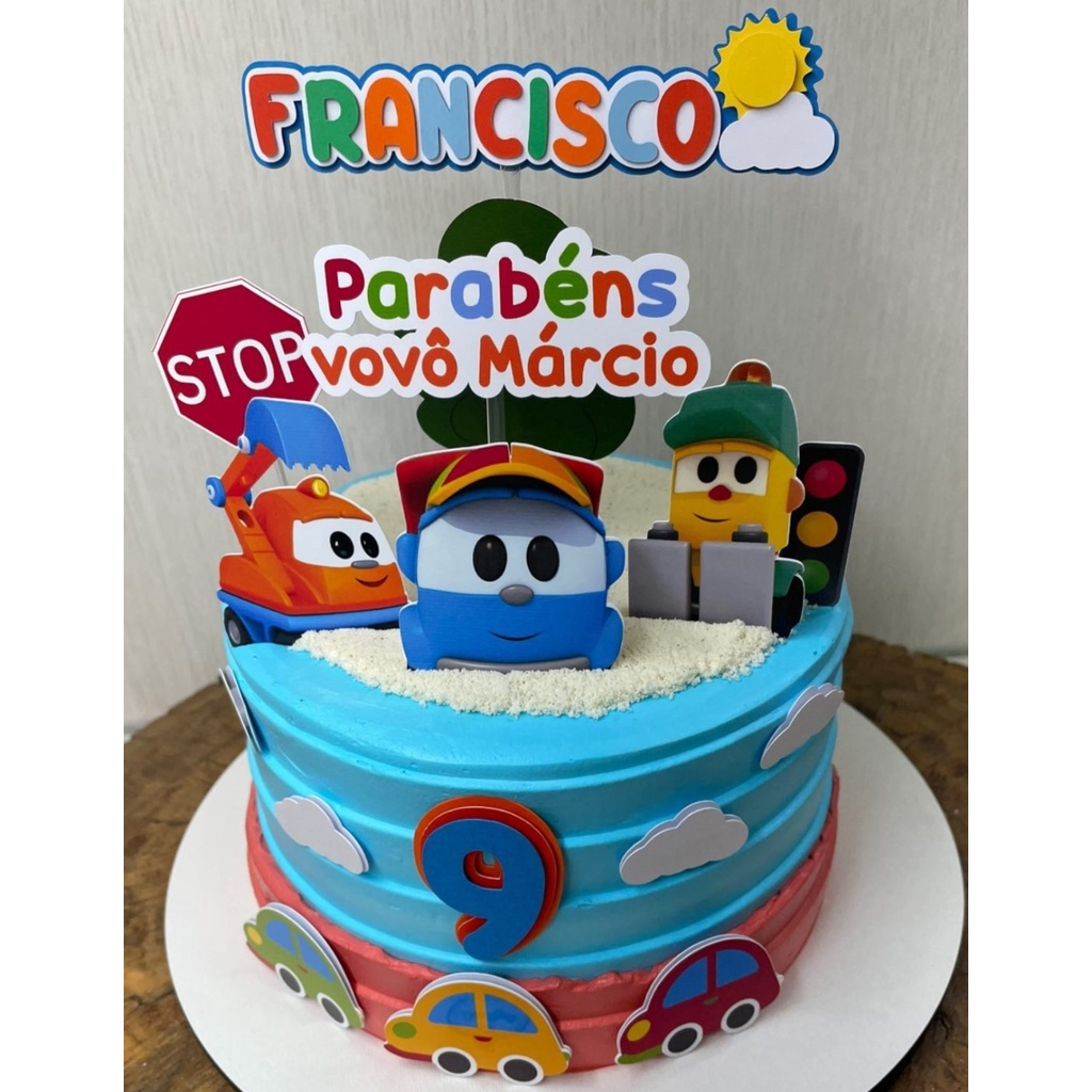 Topo de Bolo Leo o Caminhao Topper Personalizado | Shopee Brasil