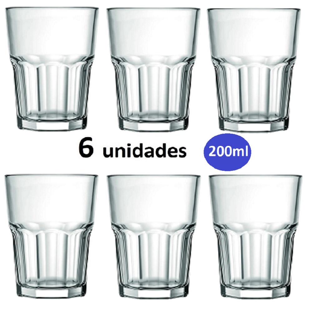 Jogo de 6 unidades de copos 200ml, Bristol Nadir. | Shopee Brasil