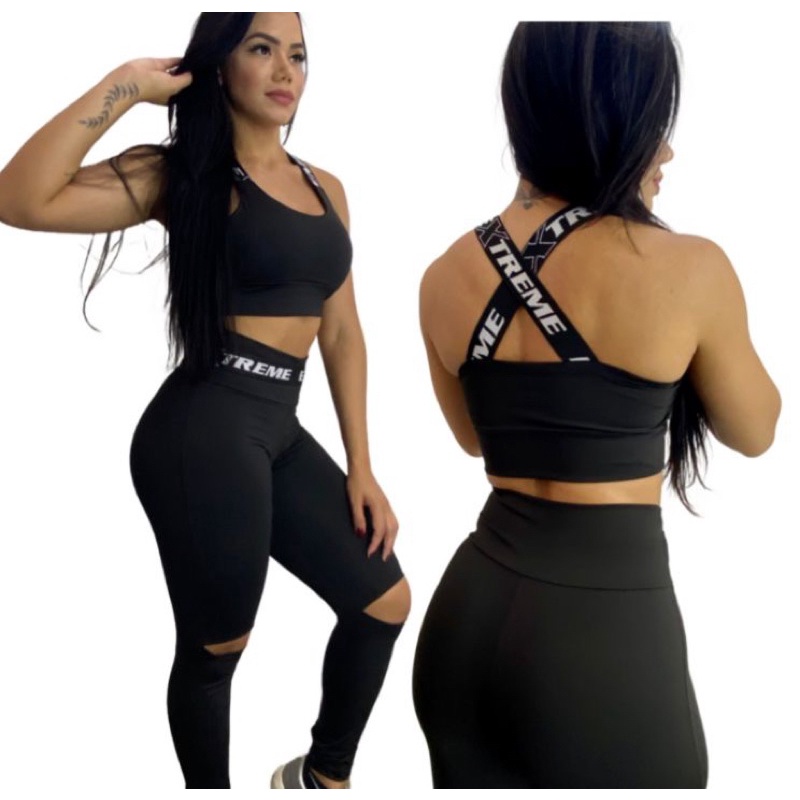 CONJUNTO 3D ou suplex Feminino Academia Fitness CORTE NO JOELHO ...