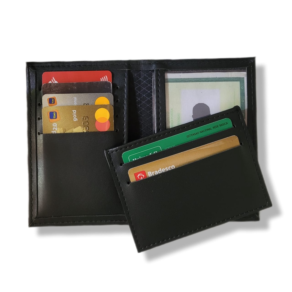 Carteira + Porta Cartões Slim Couro RG CNH Porta documentos | Shopee Brasil