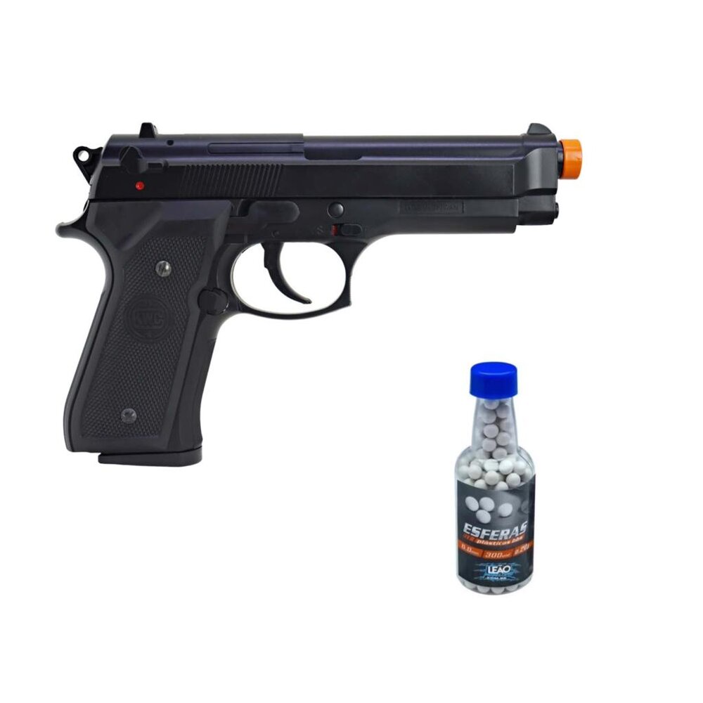 Pistola Airsoft Kwc Spring M92 6mm + 300 Bbs | Shopee Brasil