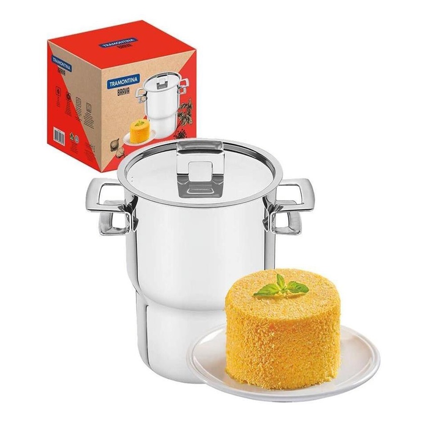 Panela Cuscuzeira Brava Inox Com Alcas E Tampa 14cm 2,1l - Tramontina ...