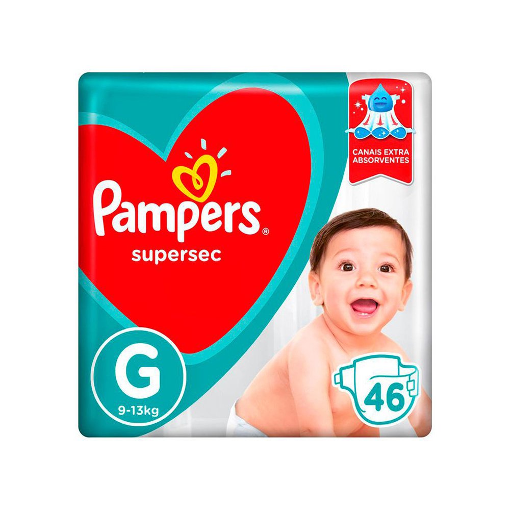 Fralda Pampers Supersec G, Pacote Com 46 Unidades | Shopee Brasil