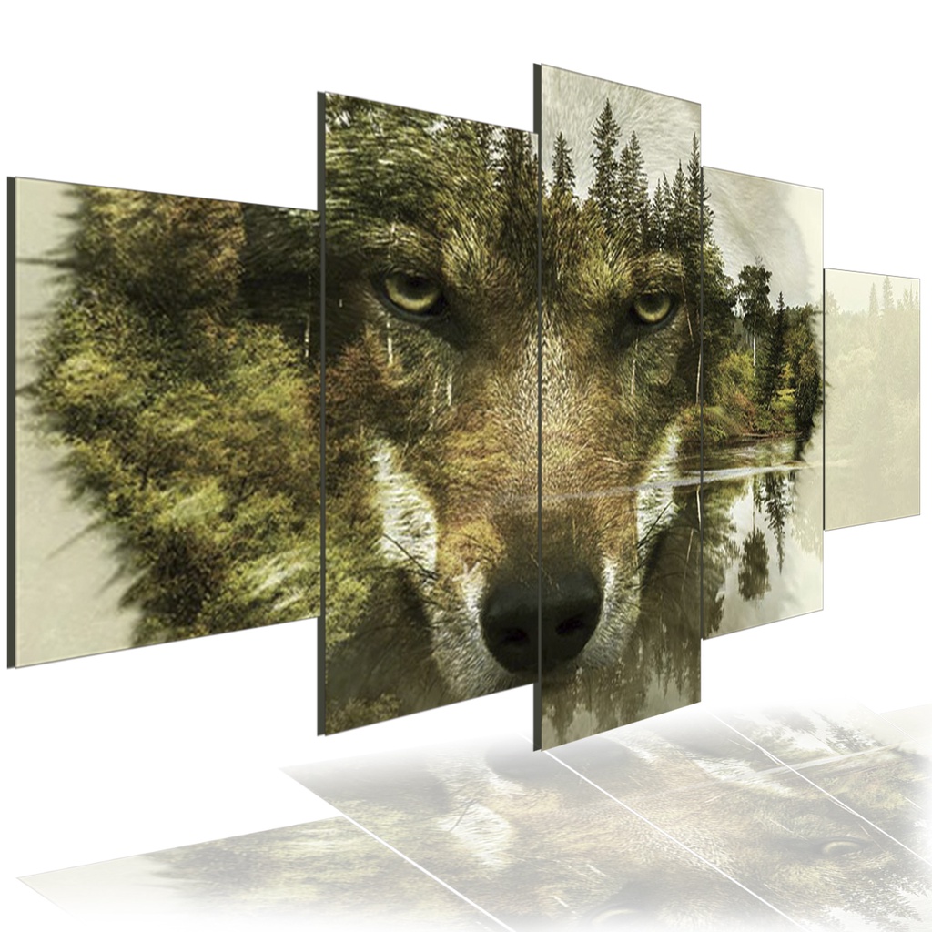 Quadro De Parede Lobo Natureza Moderno Peças Mosaico | Shopee Brasil